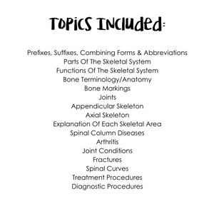 Skeletal System Medical Terminology - Etsy