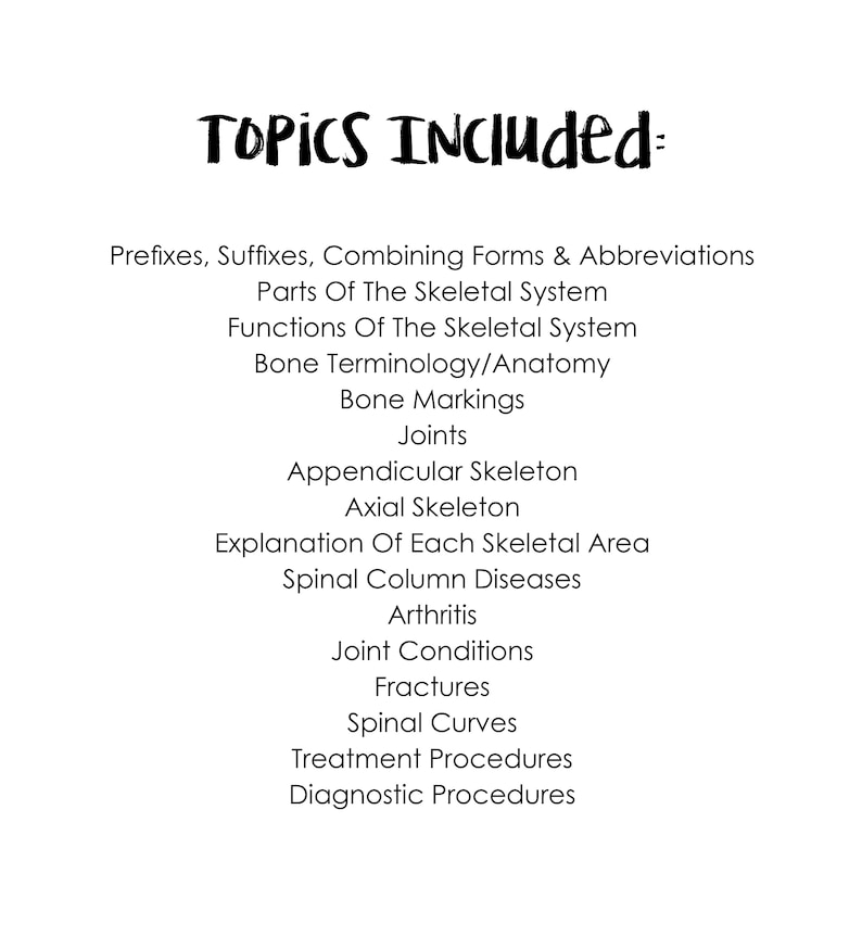 Skeletal System Medical Terminology - Etsy