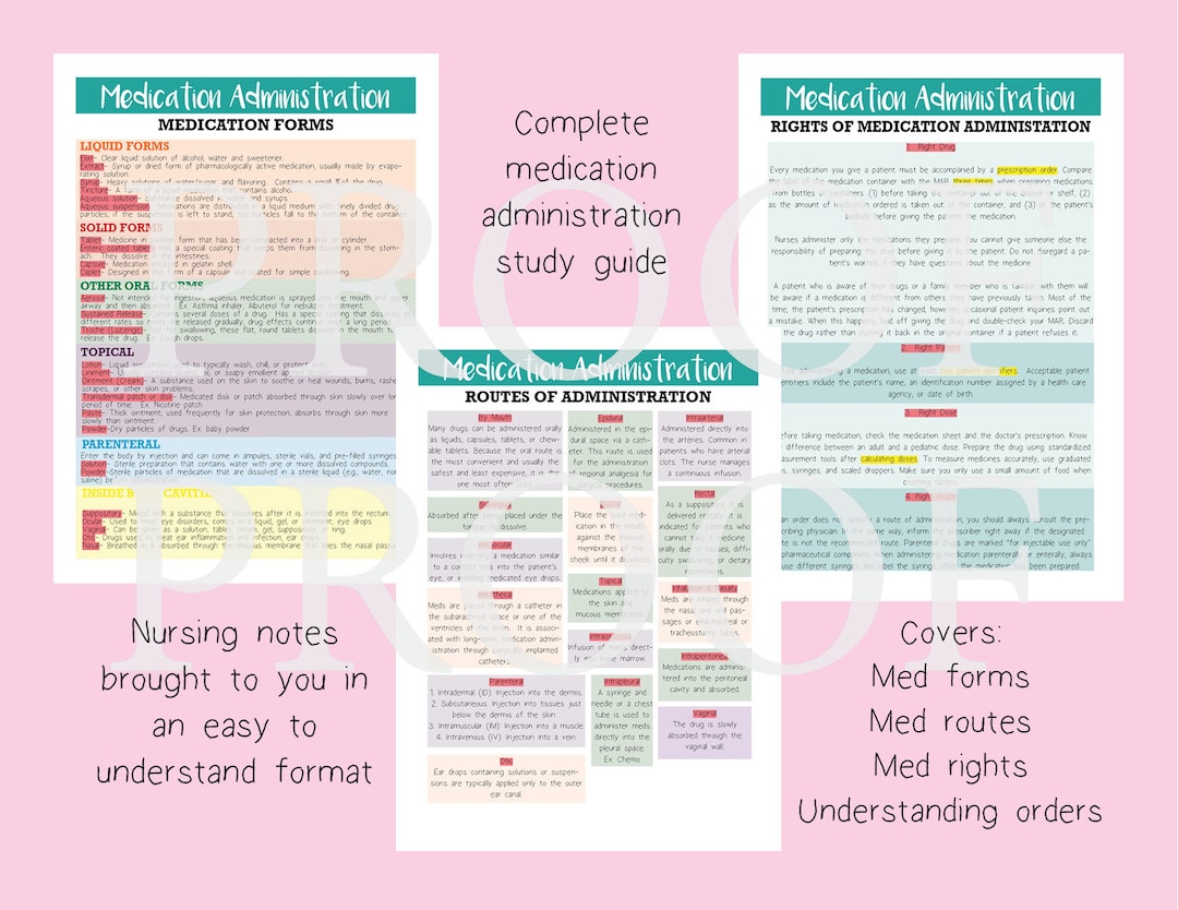 Medication Administration Nursing Notes - Etsy