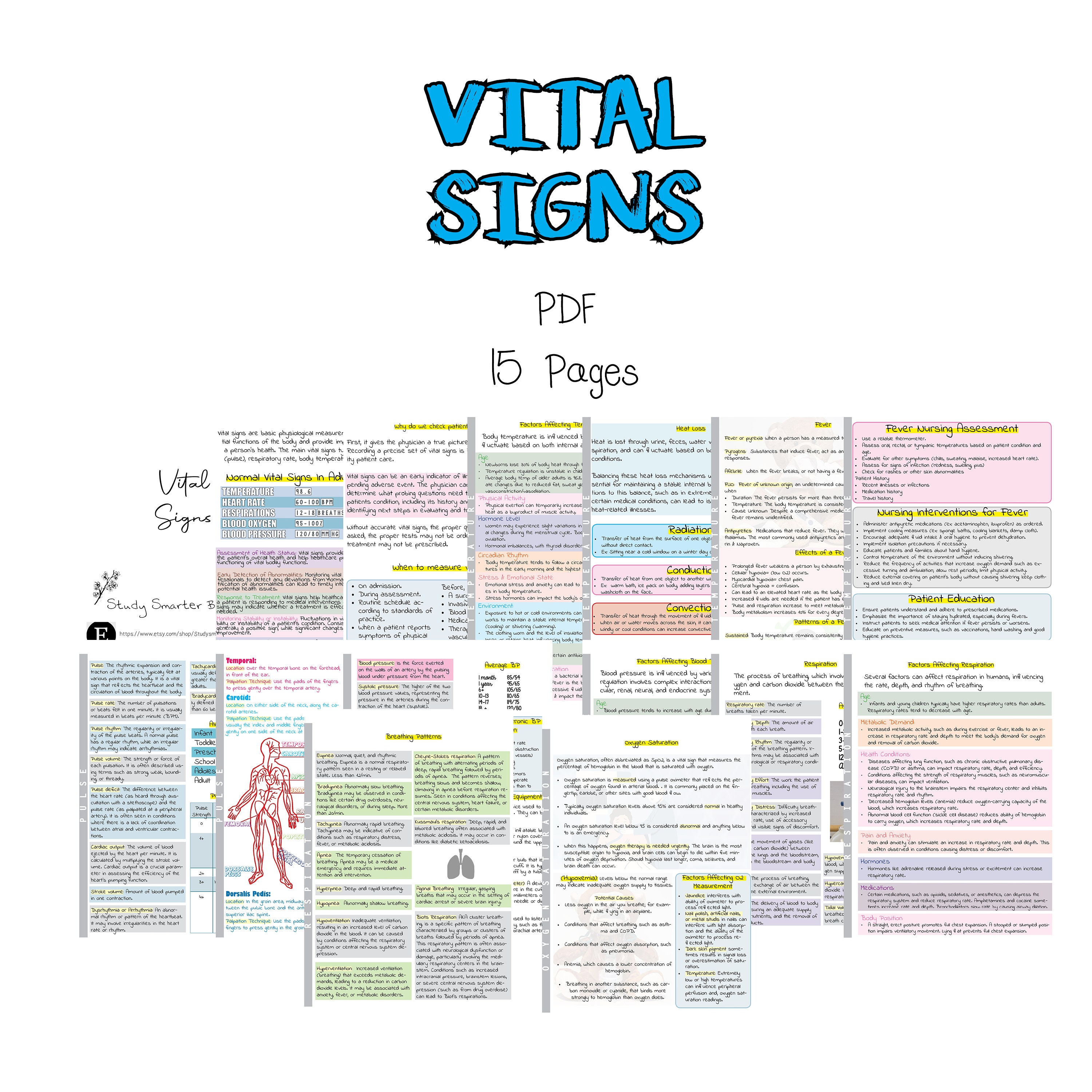 Vital Signs Nursing Notes - Etsy