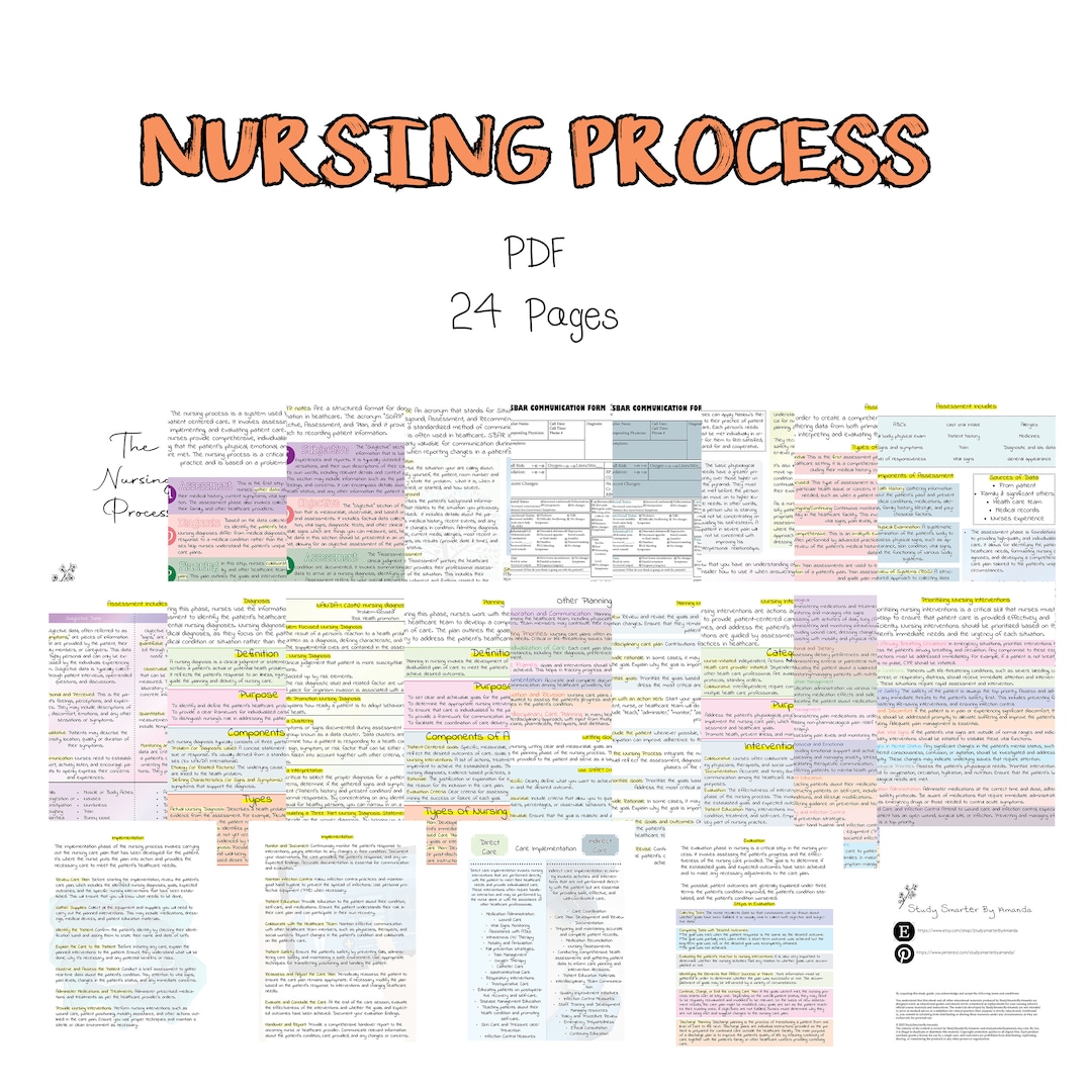 Nursing Process Study Guide Notes - Etsy