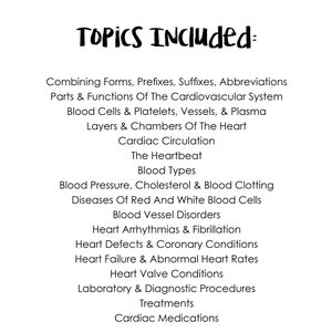 Cardiovascular Circulatory System Medical Terminology Study Guide - Etsy