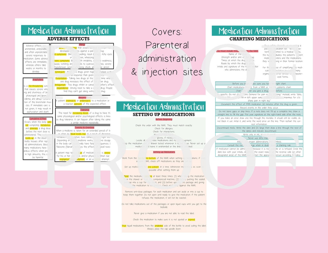 Medication Administration Nursing Notes - Etsy