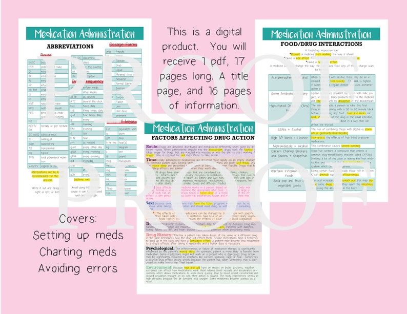 Medication Administration Nursing Notes - Etsy