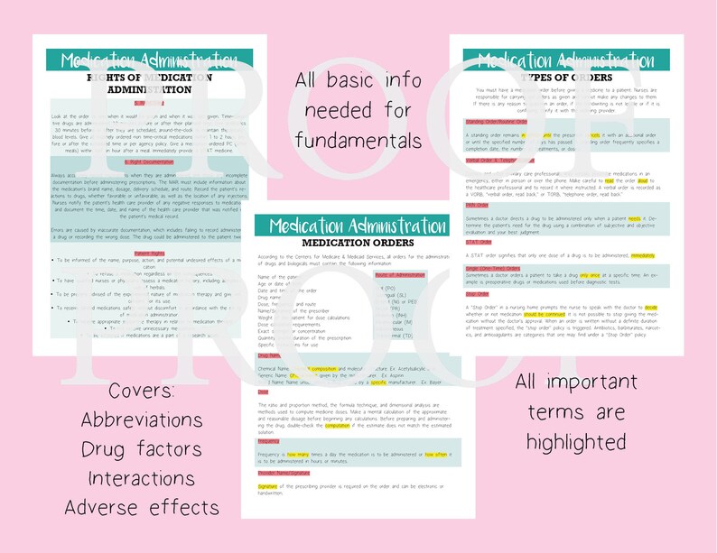 Medication Administration Nursing Notes - Etsy