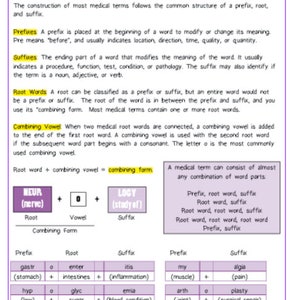 Intro to Medical Terminology Nursing Notes - Etsy