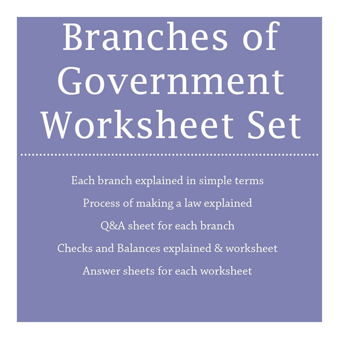 3 Branches of Government Worksheet Set - Etsy