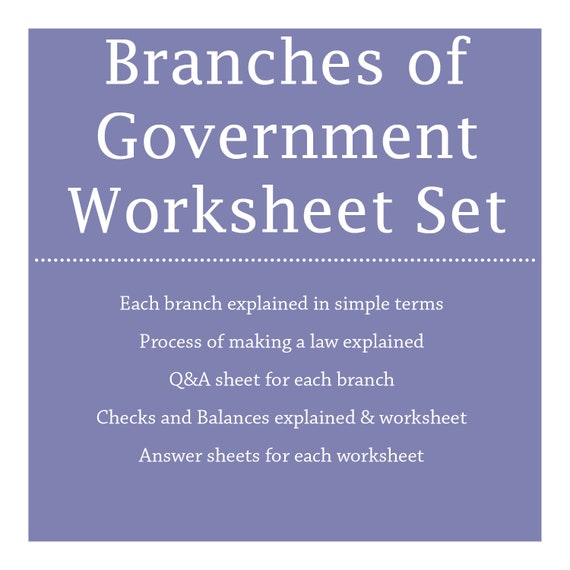3 Branches of Government Worksheet Set - Etsy