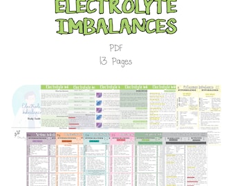 Electrolyte Imbalances Nursing Study Guide - Etsy