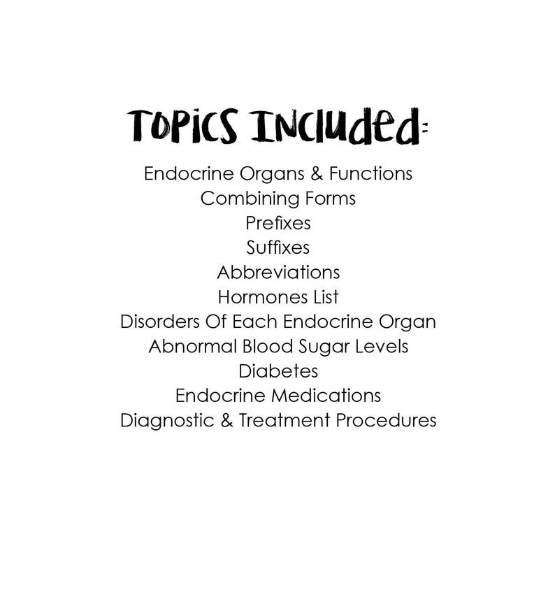 Endocrine System Medical Terminology - Etsy