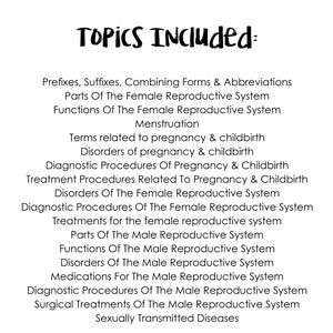 Reproductive System Medical Terminology - Etsy