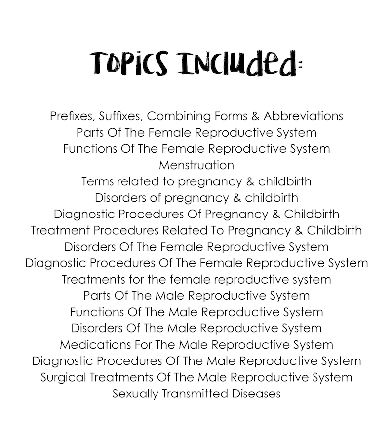 Reproductive System Medical Terminology - Etsy