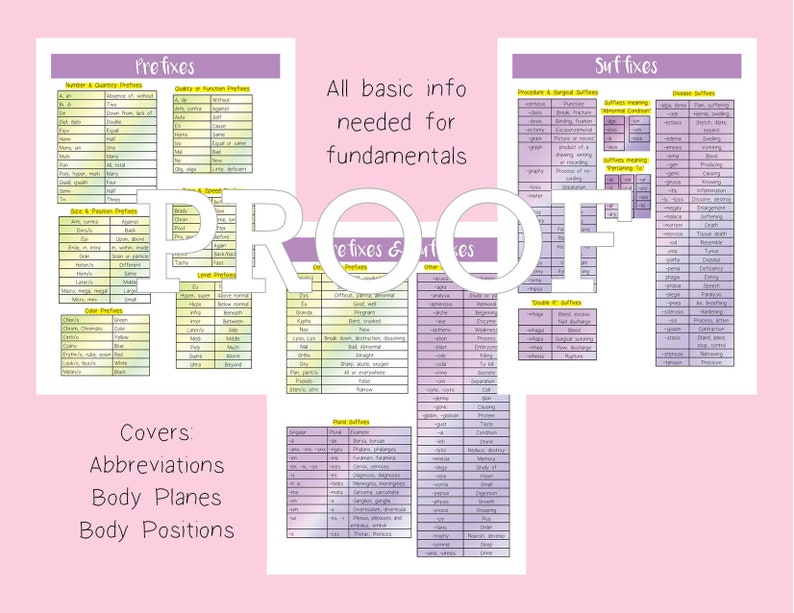 Intro to Medical Terminology Nursing Notes - Etsy