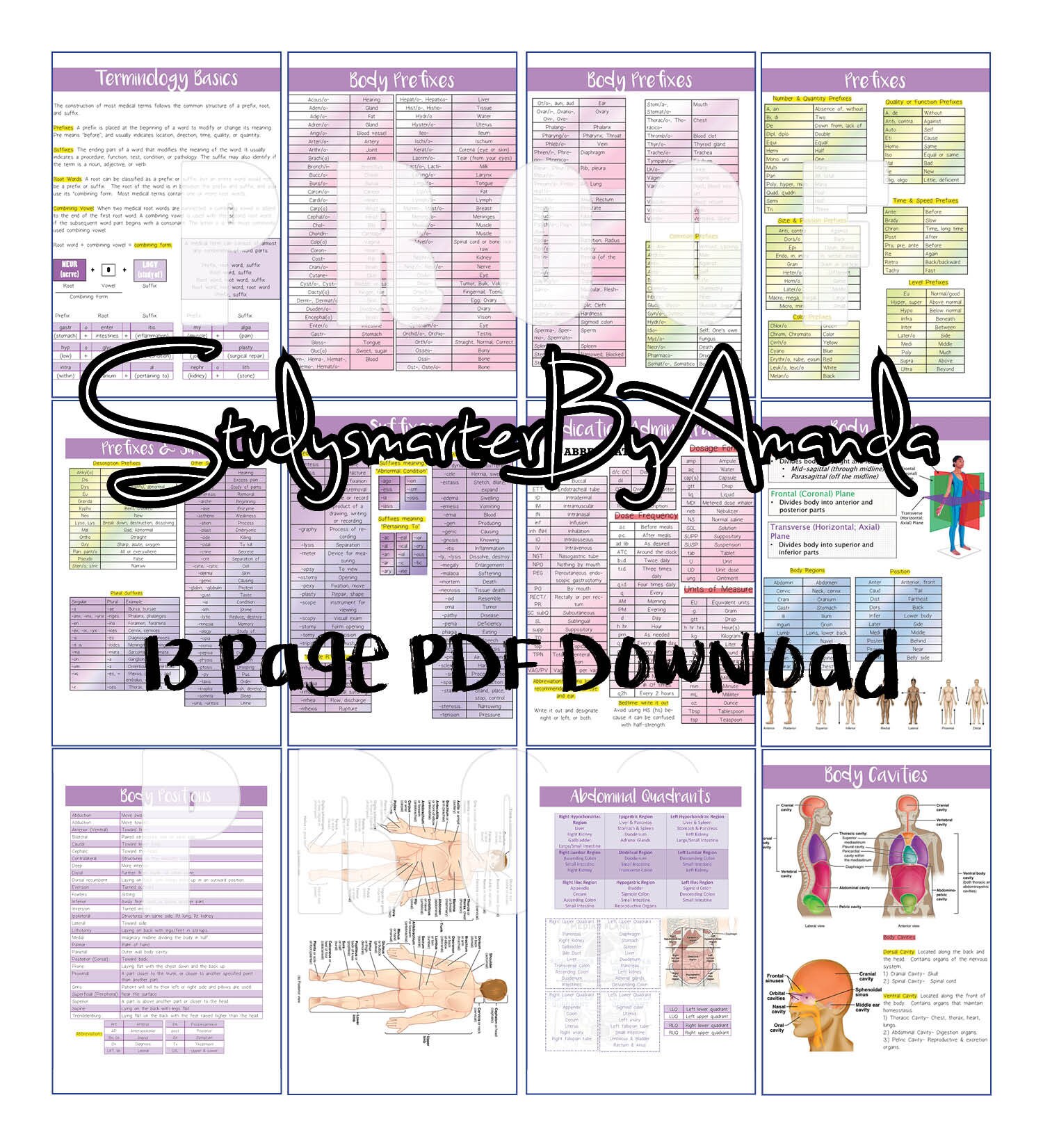 Intro to Medical Terminology Nursing Notes - Etsy
