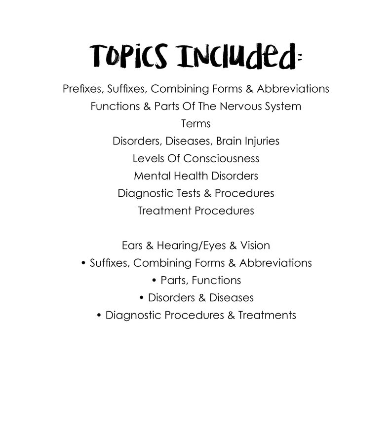 Nervous System Medical Terminology - Etsy