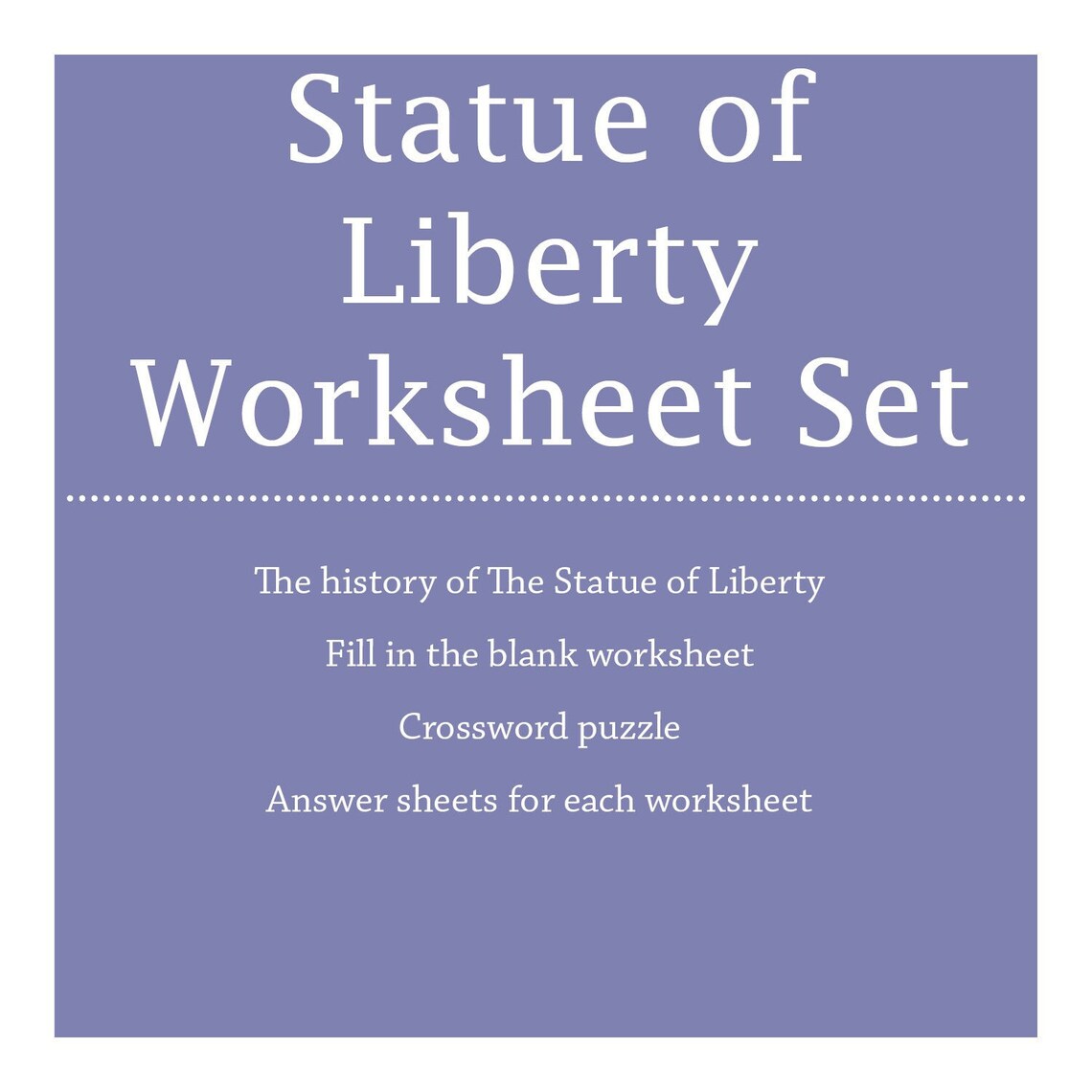 Statue of Liberty Worksheet Set - Etsy