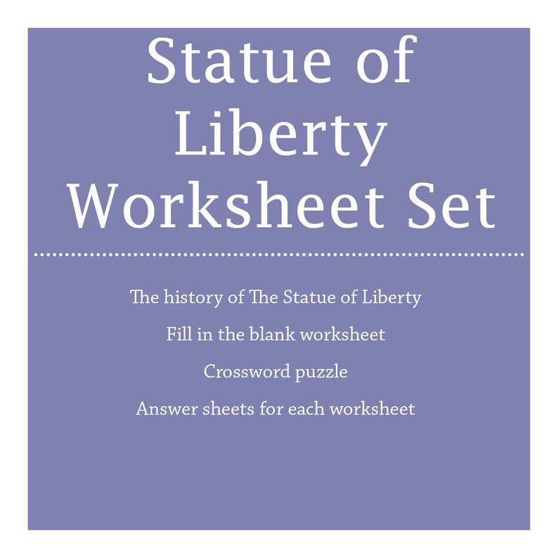 Statue of Liberty Worksheet Set - Etsy