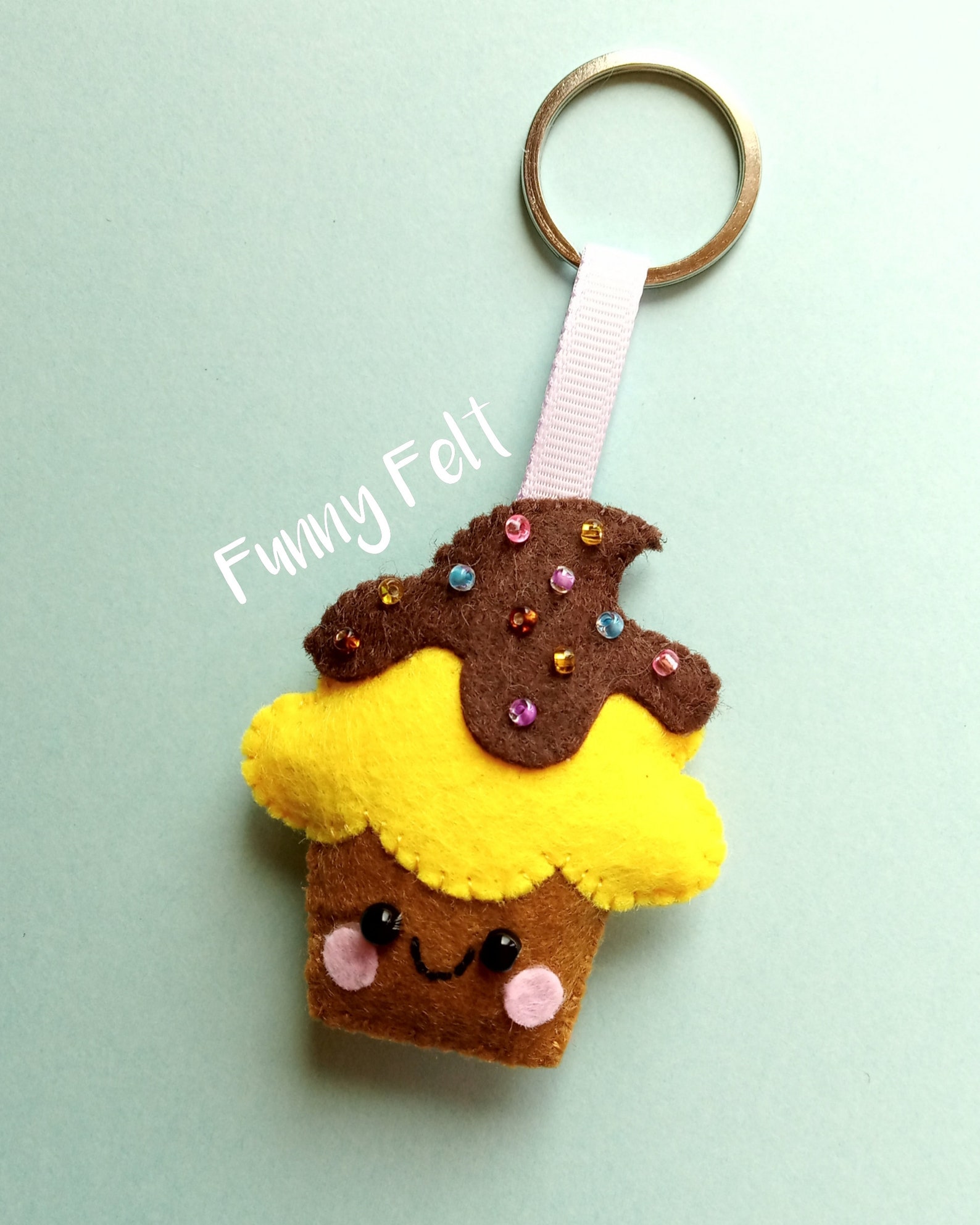 Cute Felt Keychain Kawaii Felt Bag Charms Cupcake Keychains - Etsy