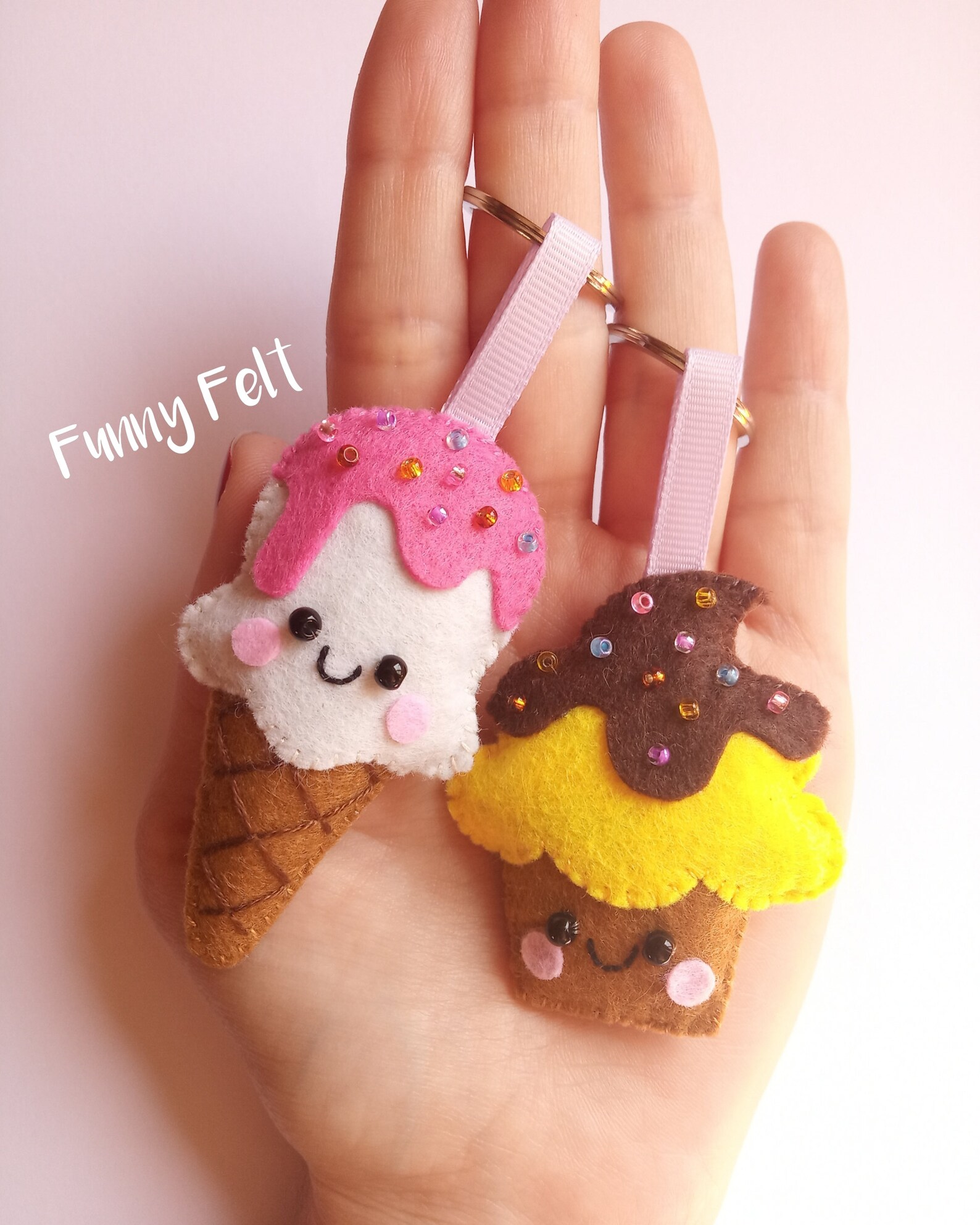 Cute Felt Keychain Kawaii Felt Bag Charms Cupcake Keychains - Etsy