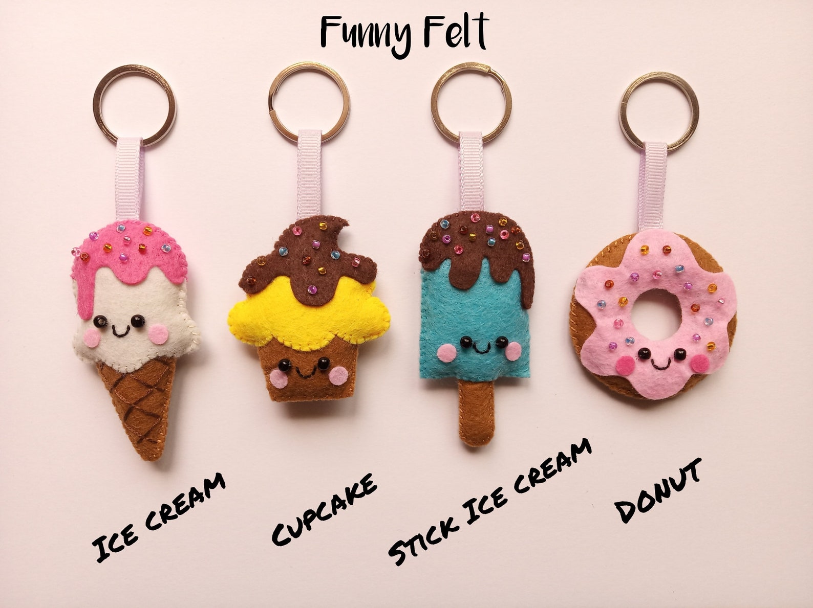 Cute Felt Keychain Kawaii Felt Bag Charms Cupcake Keychains - Etsy