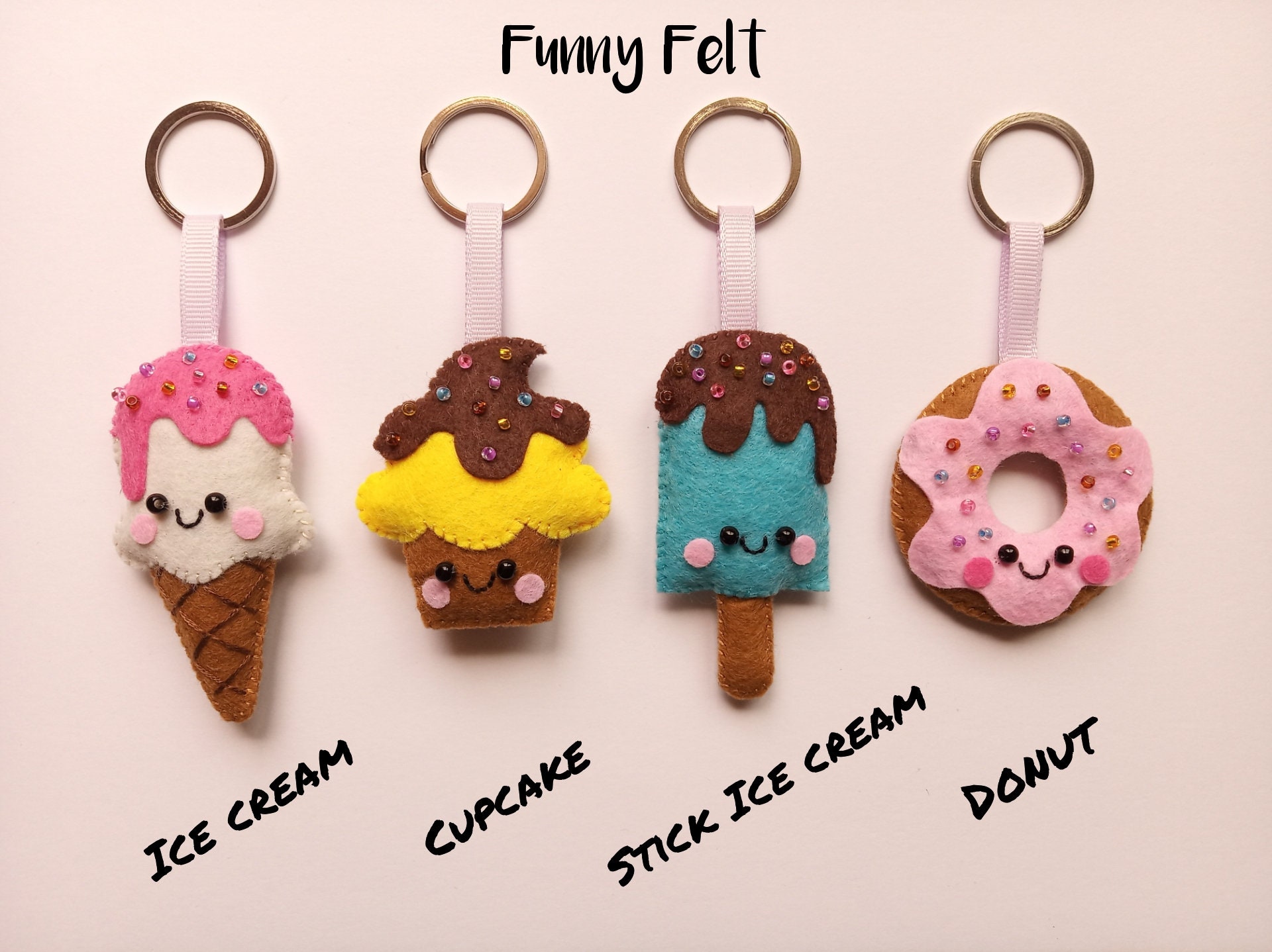 Cute Felt Keychain Kawaii Felt Bag Charms Cupcake Keychains - Etsy