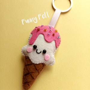 Cute Felt Keychain, Kawaii Felt Bag Charms, Cupcake Keychains, Felt Ice ...