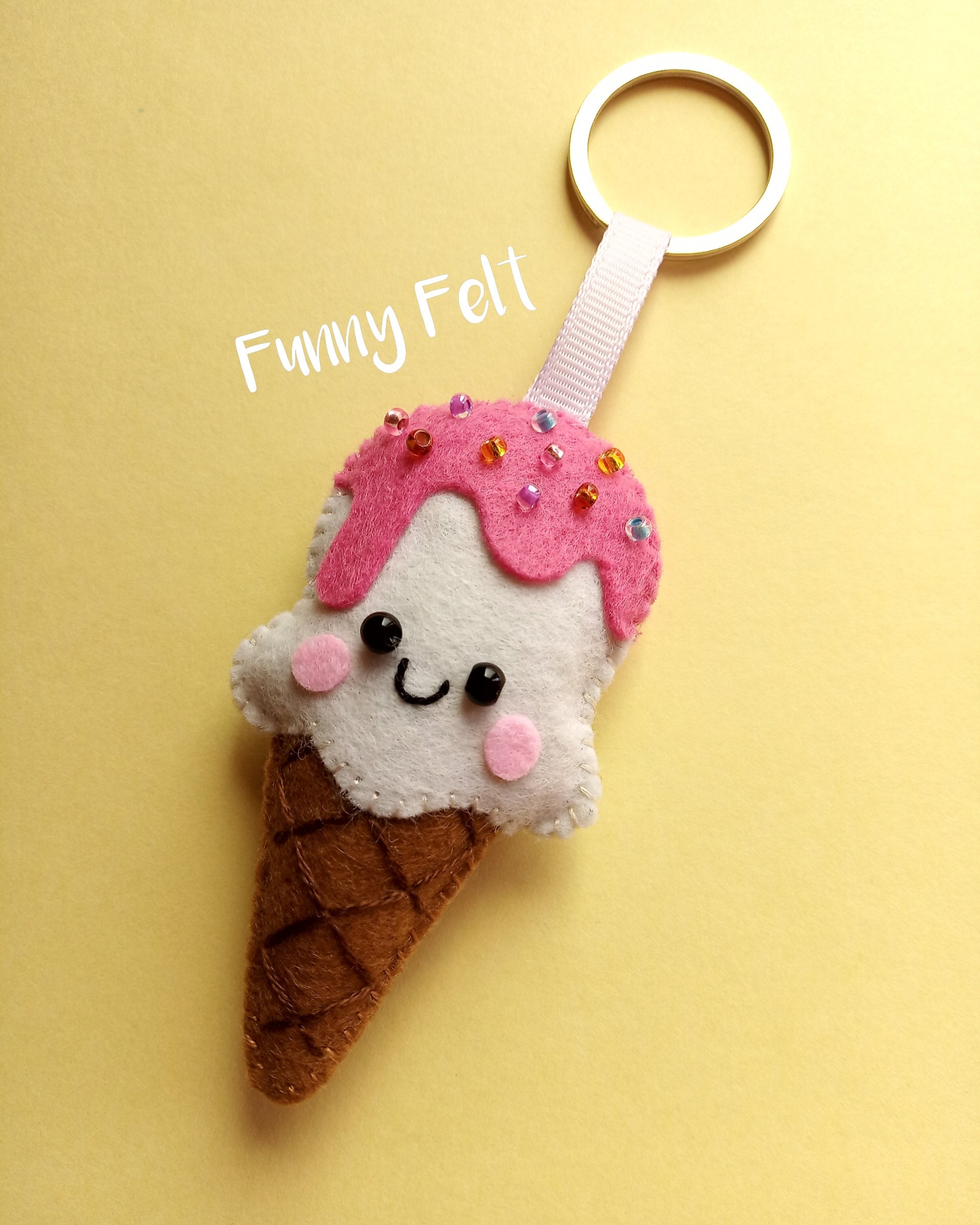 Cute Felt Keychain Kawaii Felt Bag Charms Cupcake Keychains - Etsy