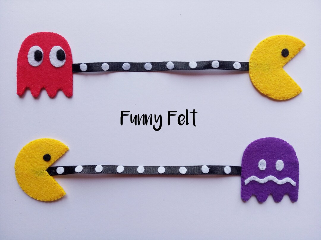 Pacman Felt Bookmark, Handmade Book Accessory, Bookmark Play Game ...