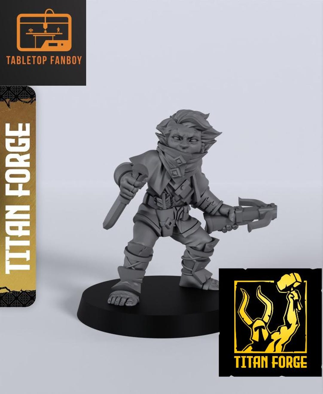 Halfling Male Rogue With Crossbow and Dagger Titanforge Miniature 28mm ...