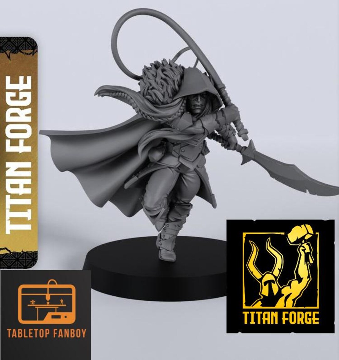 Drow Male Ranger With Whip Miniature 28mm or 32mm Scale by Titan Forge ...