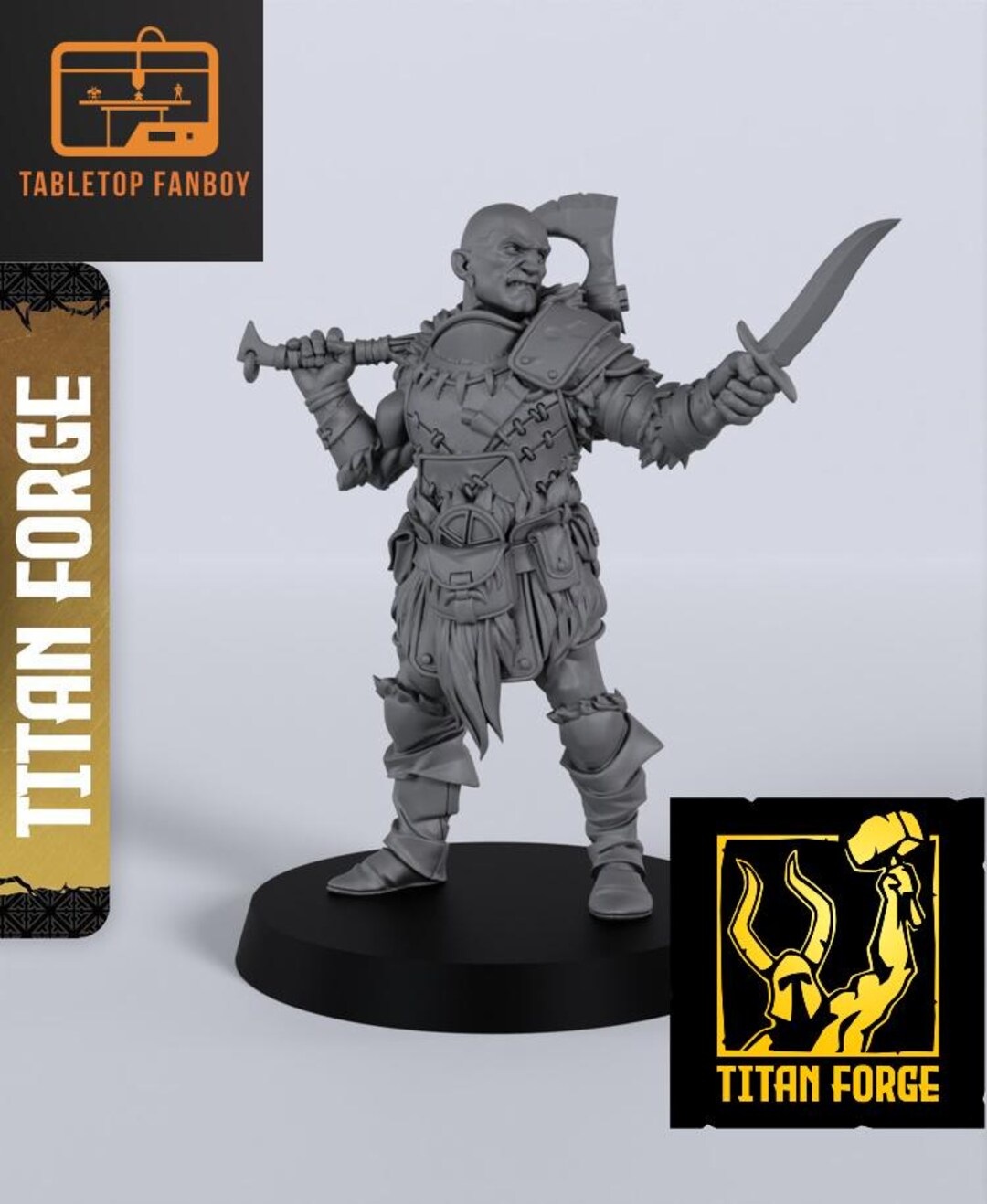Goliath Male Human Fighter Miniature 28mm or 32mm Scale by Titan Forge ...