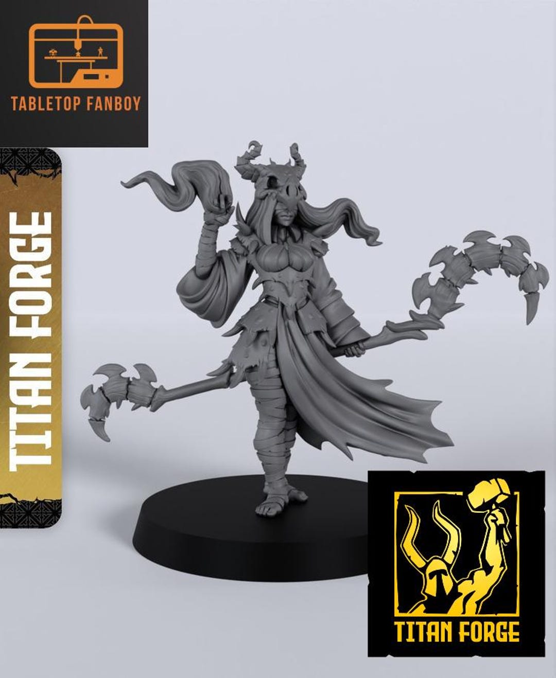 Human Female Warlock Staff Miniature 28mm or 32mm Scale by Titan Forge ...