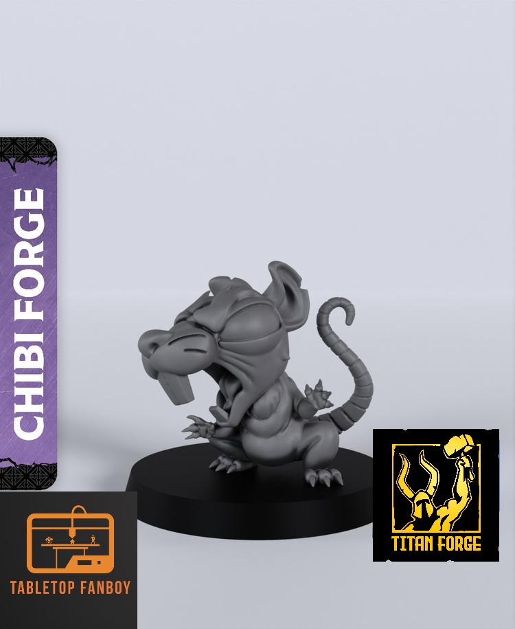 Chibi Dire Rat NPC Miniature 32mm Scale by Titan Forge With Base ...