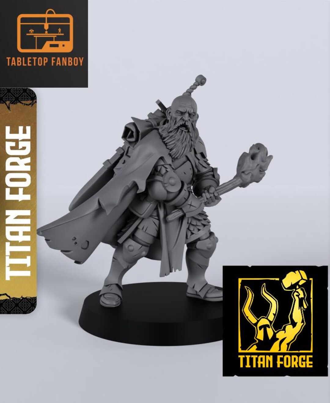 Human Male Paladin With Mace Miniature 28mm or 32mm Scale by Titan ...