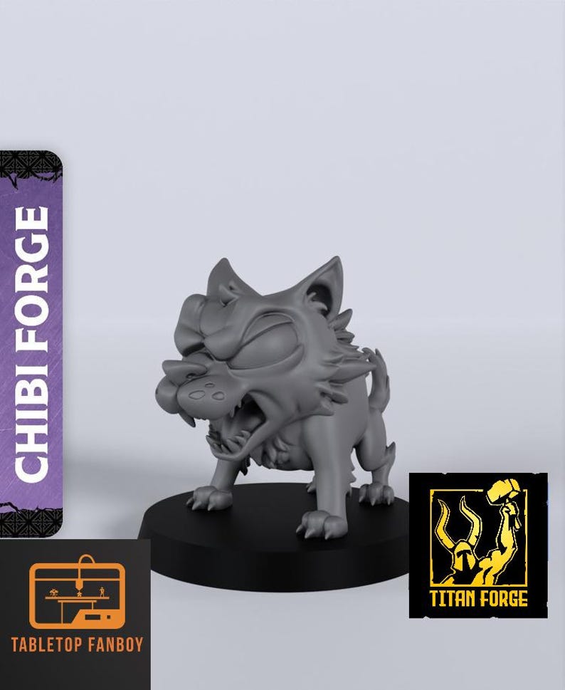 Chibi Dire Wolf NPC Miniature 32mm Scale by Titan Forge - Etsy