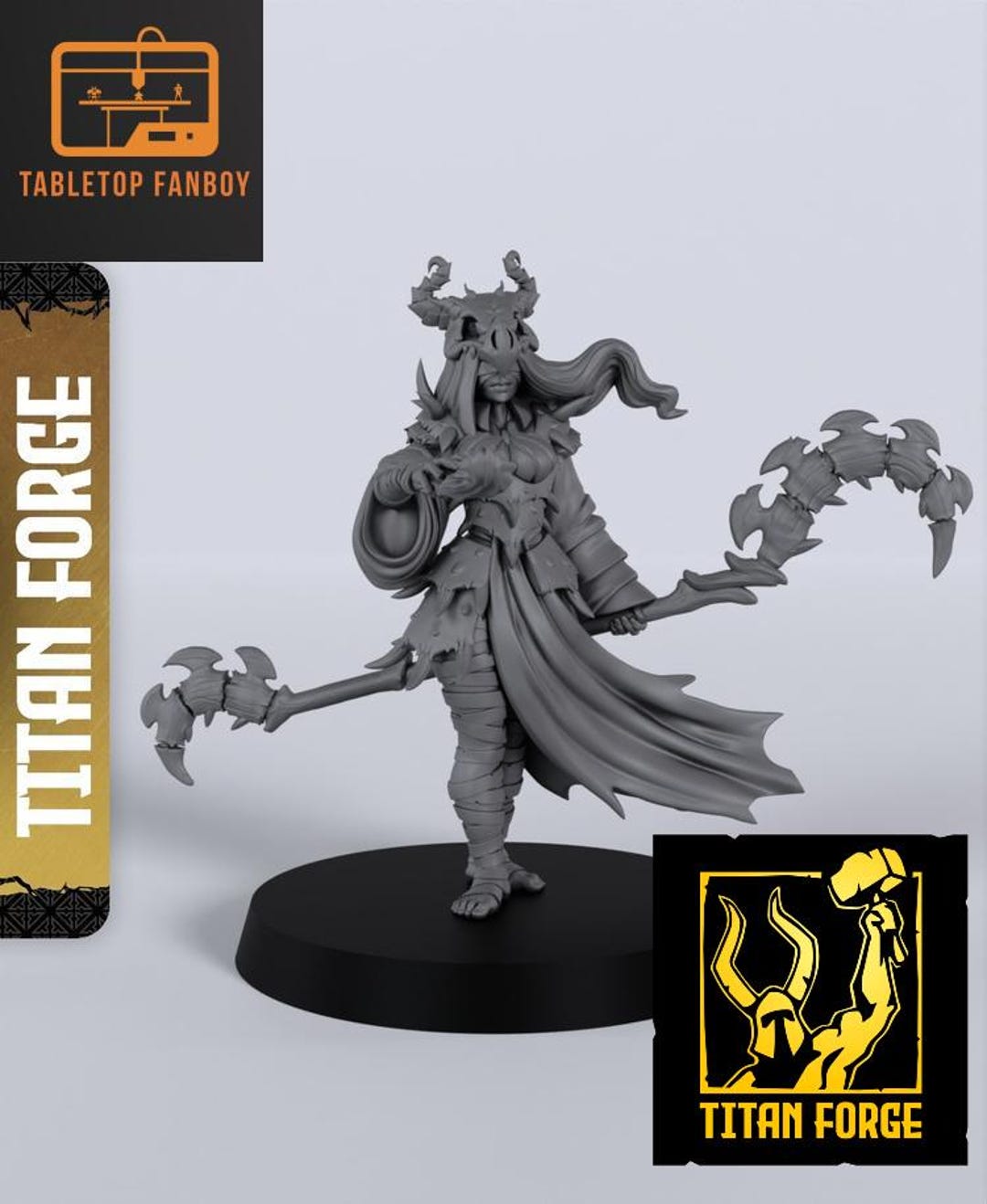 Human Female Warlock Caster Miniature 28mm or 32mm Scale by Titan Forge ...