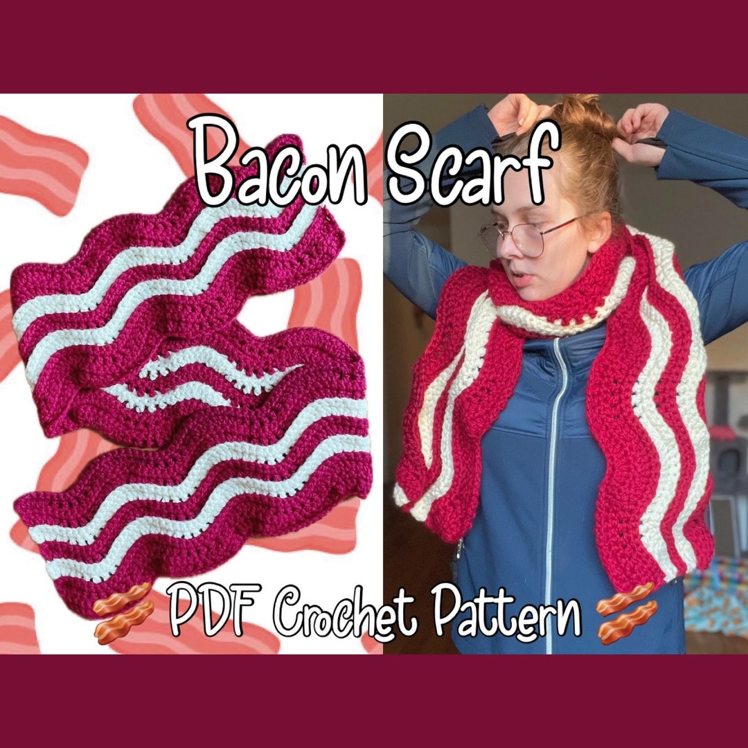 Bacon Scarf Crochet Pattern, PDF File Easy Silly Winter Accessory - Etsy