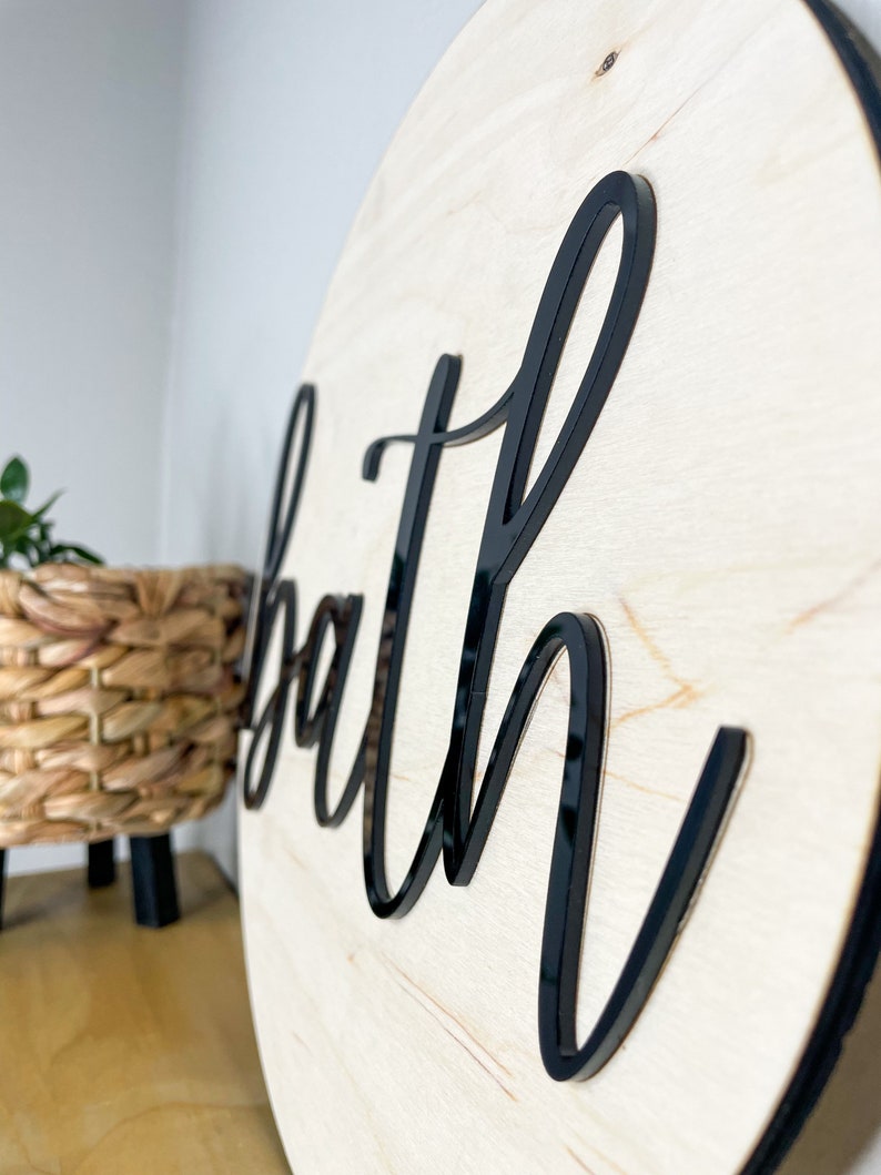 3D Bath Wooden Sign Modern Farmhouse Home Decor Neutral Wall - Etsy
