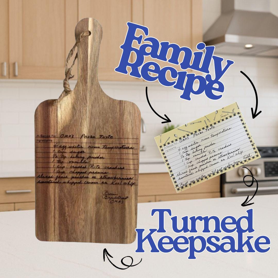 Custom Handwritten Recipe Cutting Board | Engraved Family Recipe Gift ...