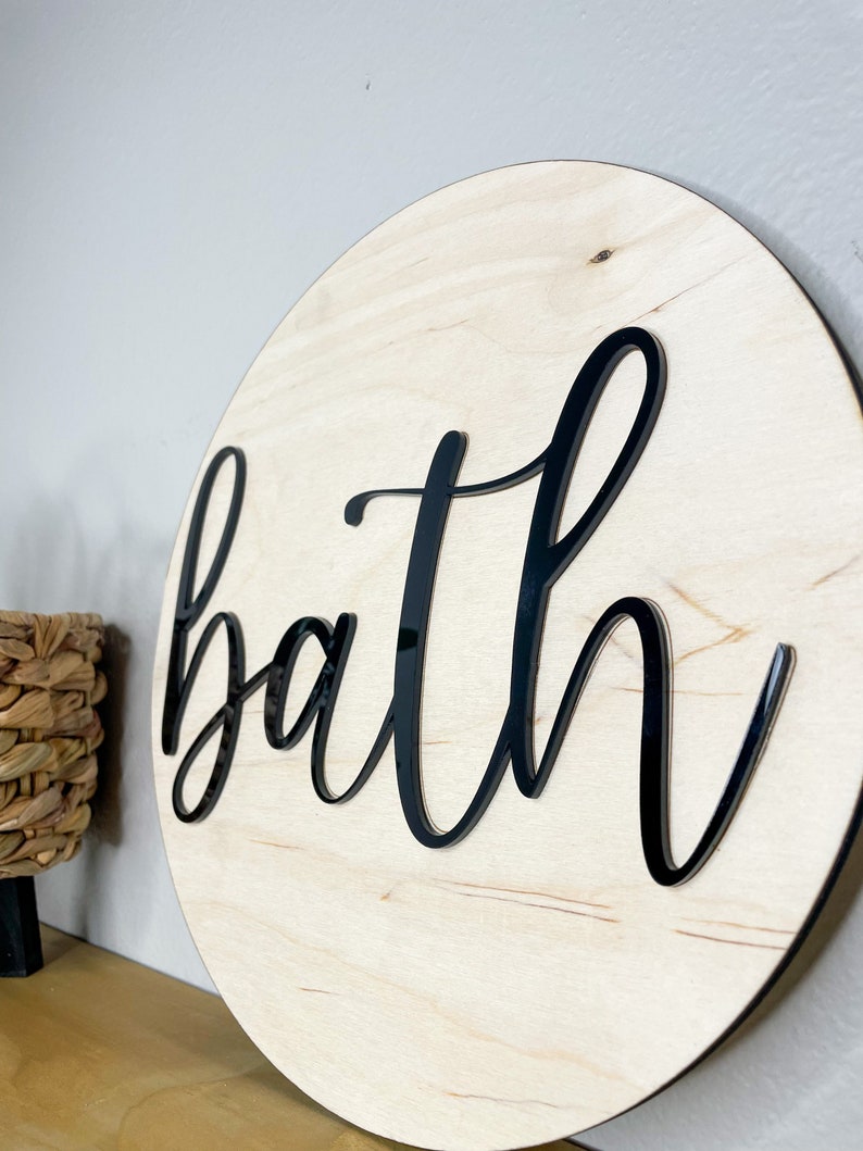 3D Bath Wooden Sign Modern Farmhouse Home Decor Neutral Wall - Etsy