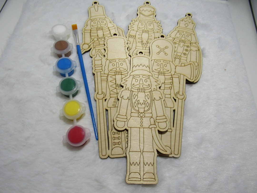 Wooden DIY Nutcracker Ornaments Paint Kit 6 Pack - Etsy