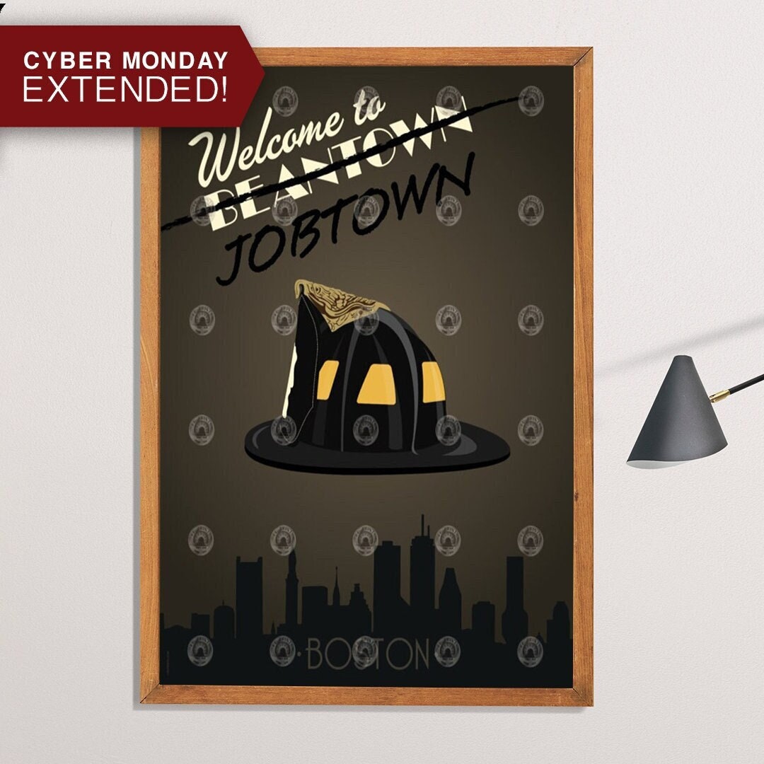 Boston MA Welcome to Jobtown Firefighter Wall Art - Etsy