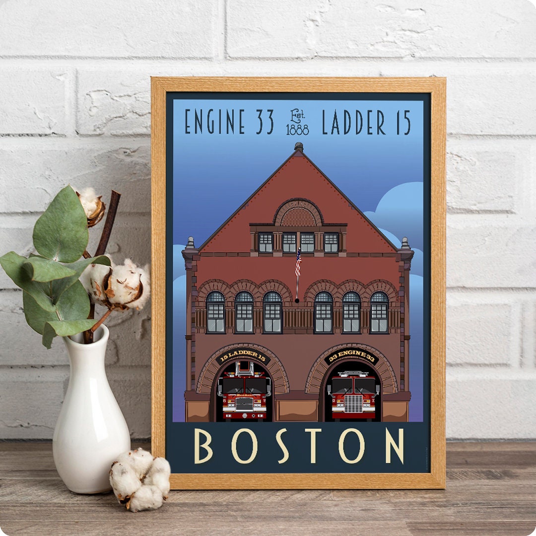 Boston, MA Engine 33, Ladder 15 – Back Bay | Firefighter Poster ...