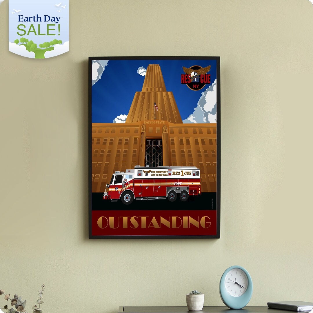 Manhattan, NY Rescue 1 Firefighter Poster Firefighter Graduation Gift ...