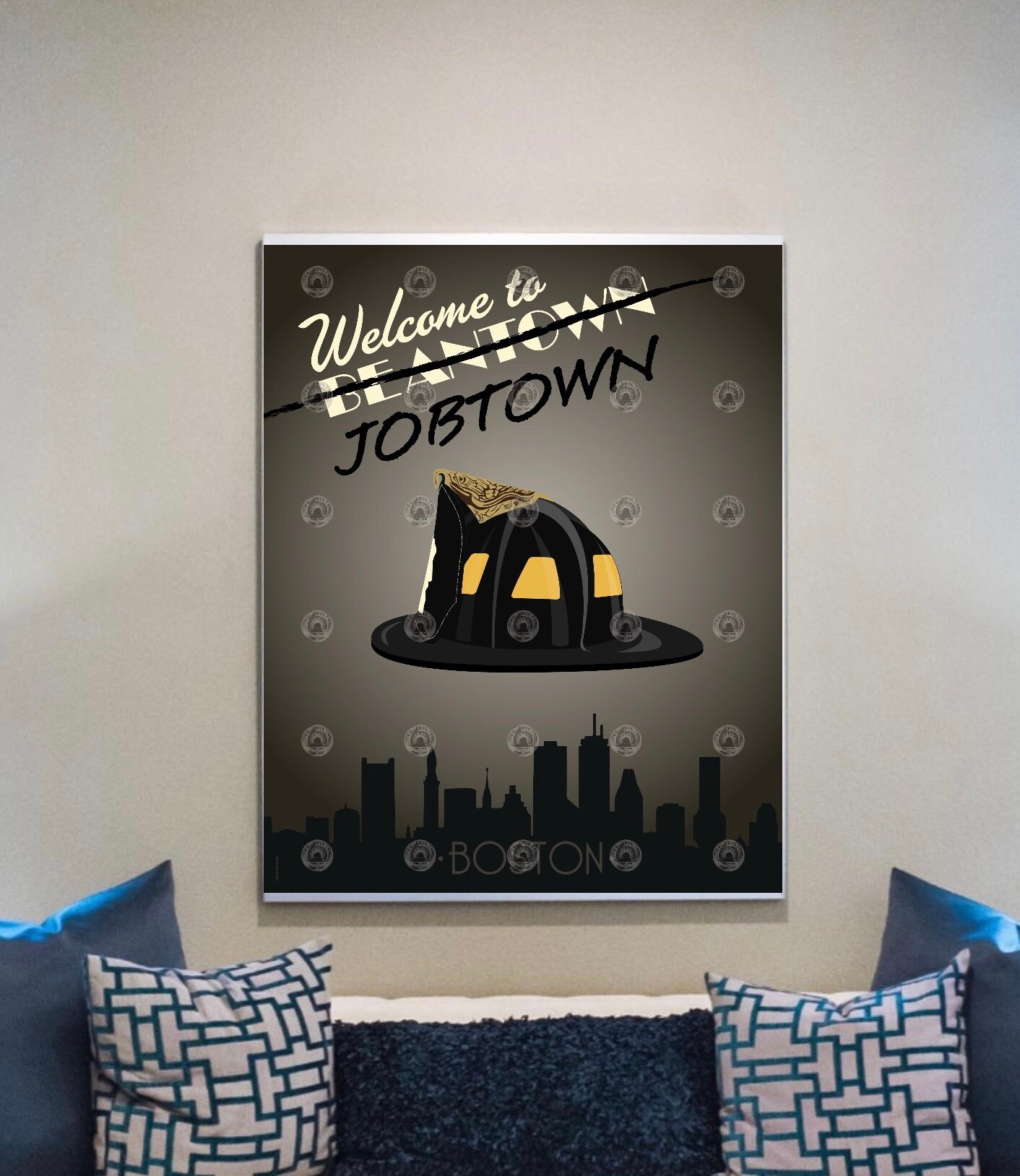 Boston MA Welcome to Jobtown Firefighter Wall Art - Etsy