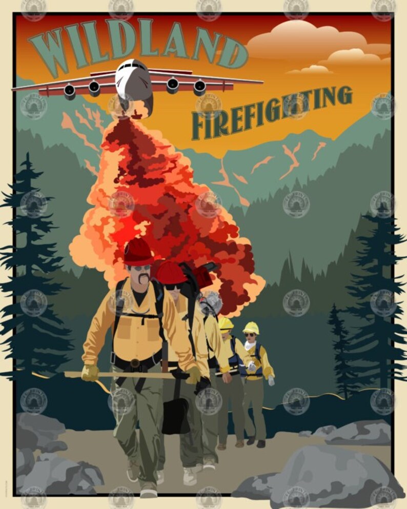 Wildland Firefighting Firefighter Canvas Art Deco | Canvas Wall Art ...