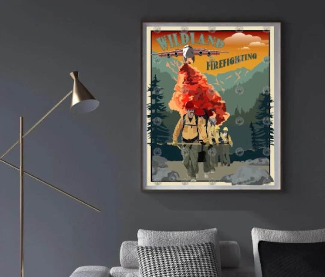 Wildland Firefighting Firefighter Canvas Art Deco | Canvas Wall Art ...