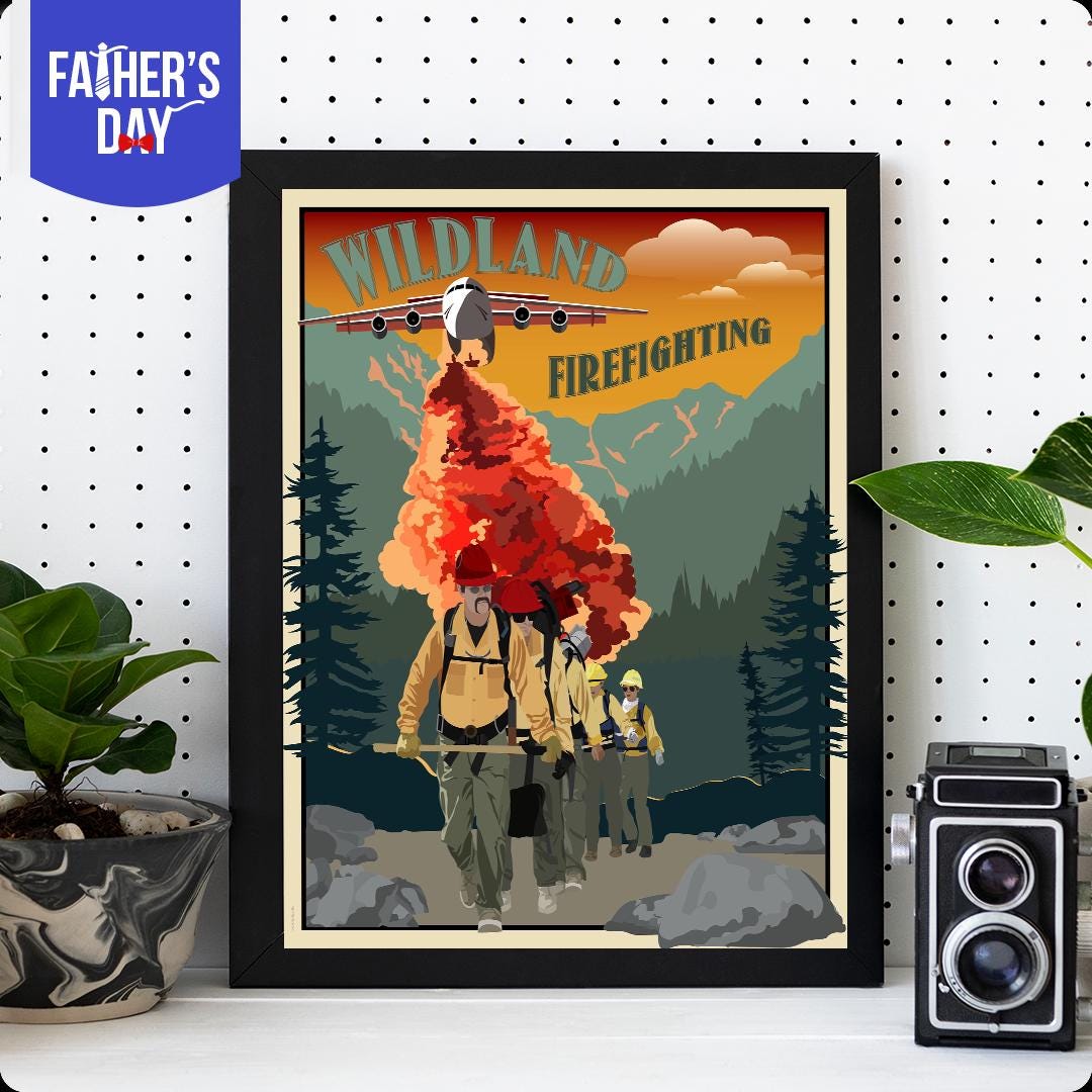 Wildland Firefighter | Firefighter Poster | Firefighter Gift for Him ...