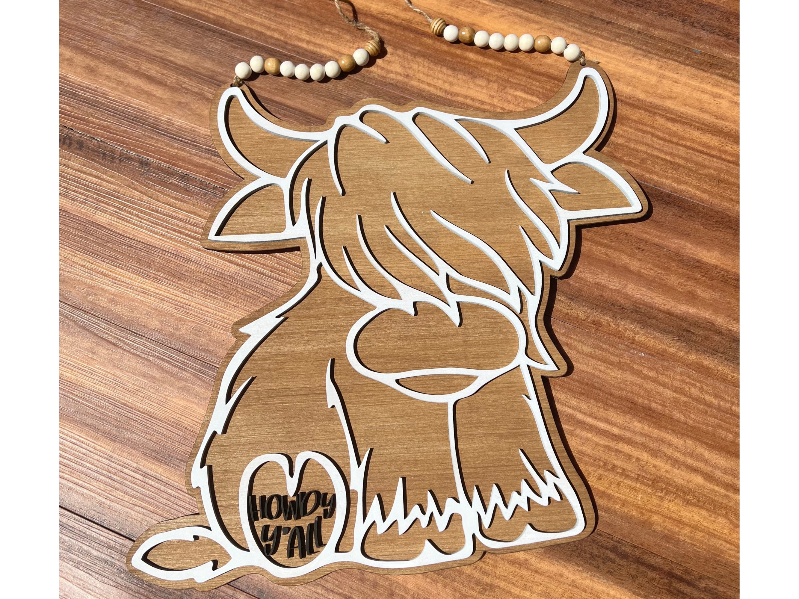 Highland Cow Laser Cut Wood Door Hanger - Etsy