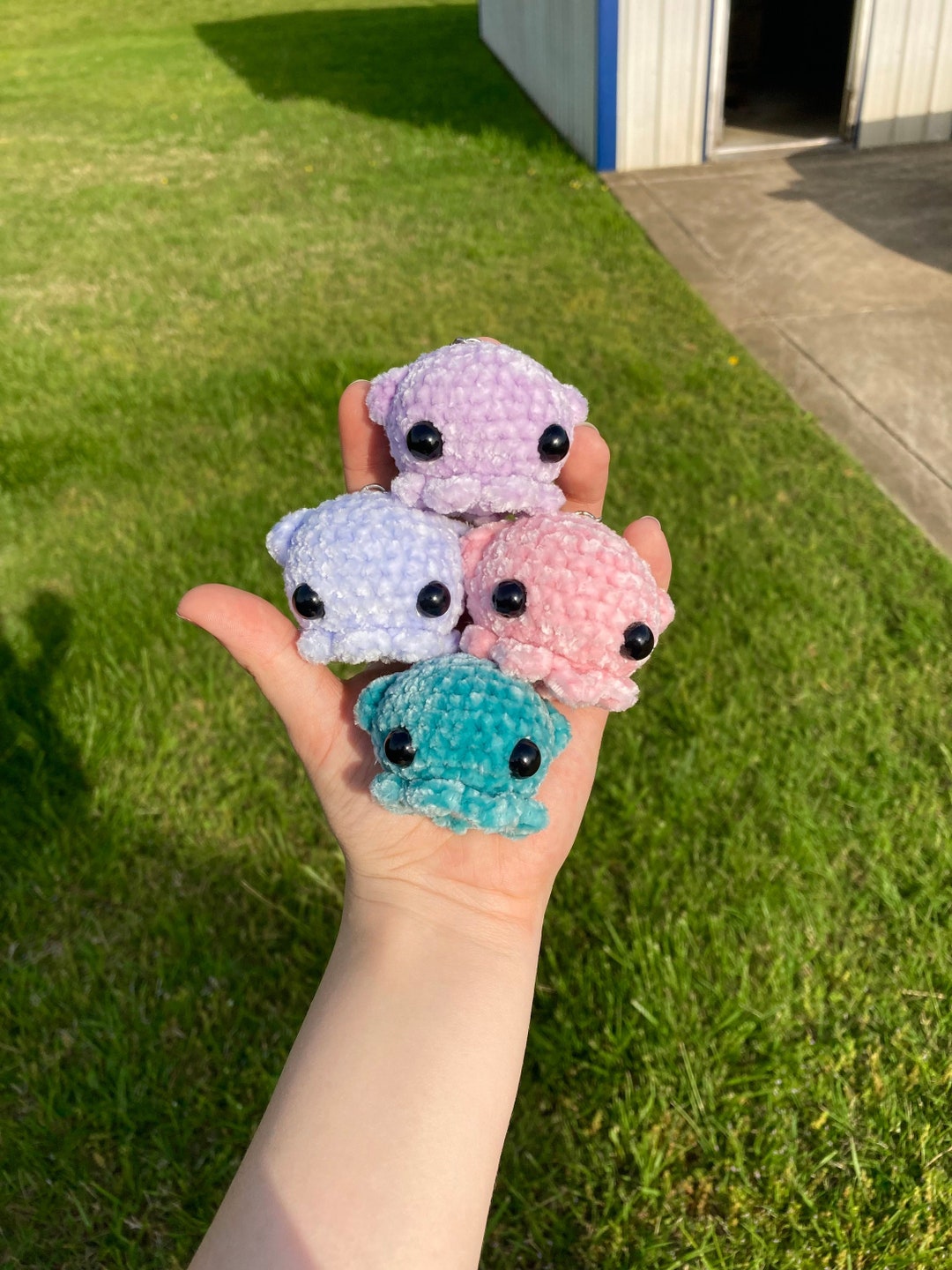 Crochet Velvet Cuddle Fish Keychain Homemade Amigurumi Cute Mini Plush ...